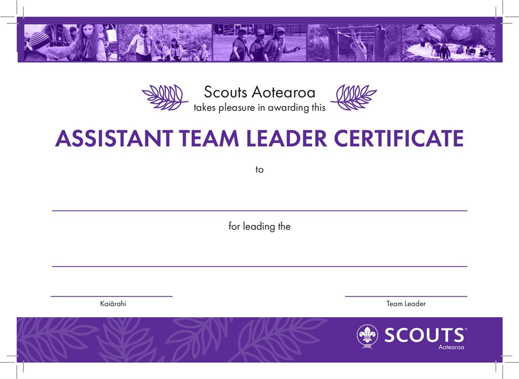 CERTIFICATE - ASSISTANT TEAM LEADER – Scouts Direct