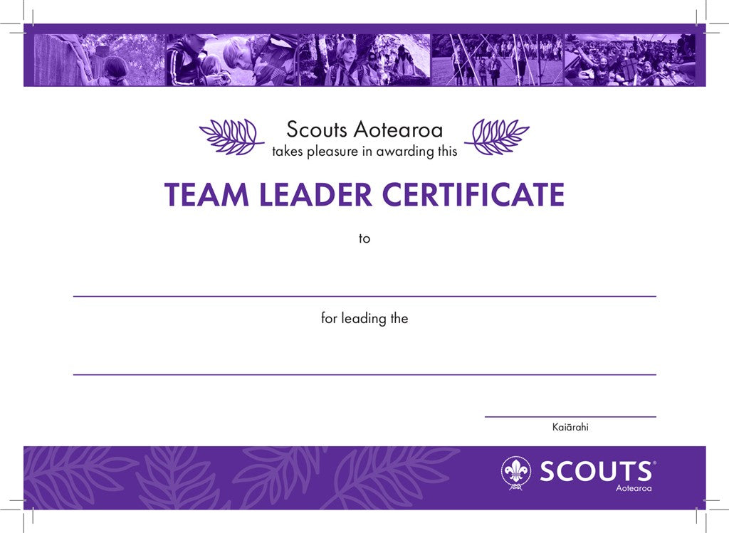 CERTIFICATE - TEAM LEADER – Scouts Direct
