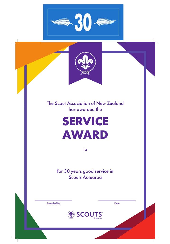SERVICE AWARD - YEARS SERVICE - BADGE, CERTIFICATE, PIN – Scouts Direct