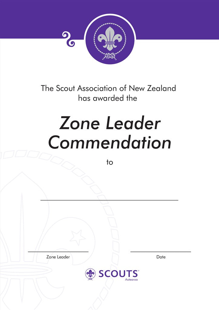 ZONE LEADER COMMENDATION - BADGE, CERTIFICATE – Scouts Direct