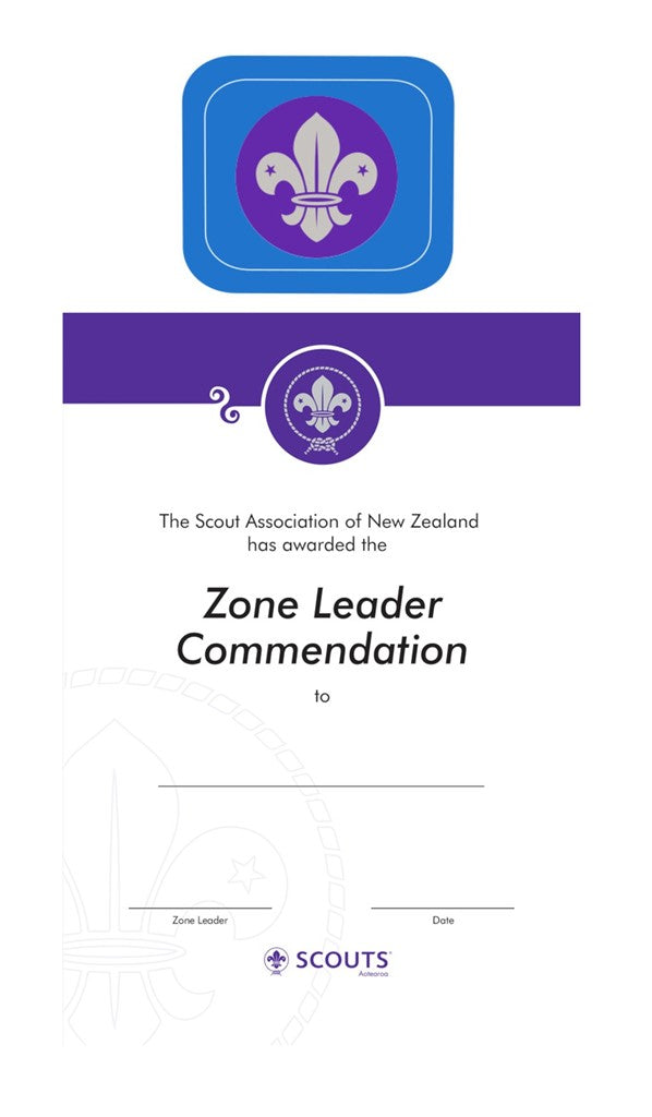 ZONE LEADER COMMENDATION - BADGE, CERTIFICATE – Scouts Direct